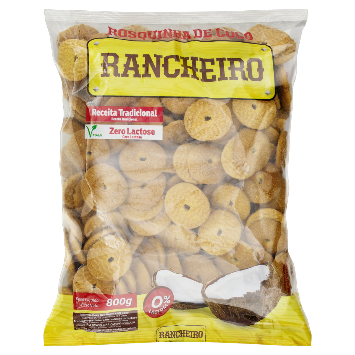 Biscoito Rosquinha Coco Zero Lactose Rancheiro Pacote 800g - Sam's Club Biscoito Rosquinha Coco Zero Lactose Rancheiro Pacote 800g - Sam's Club